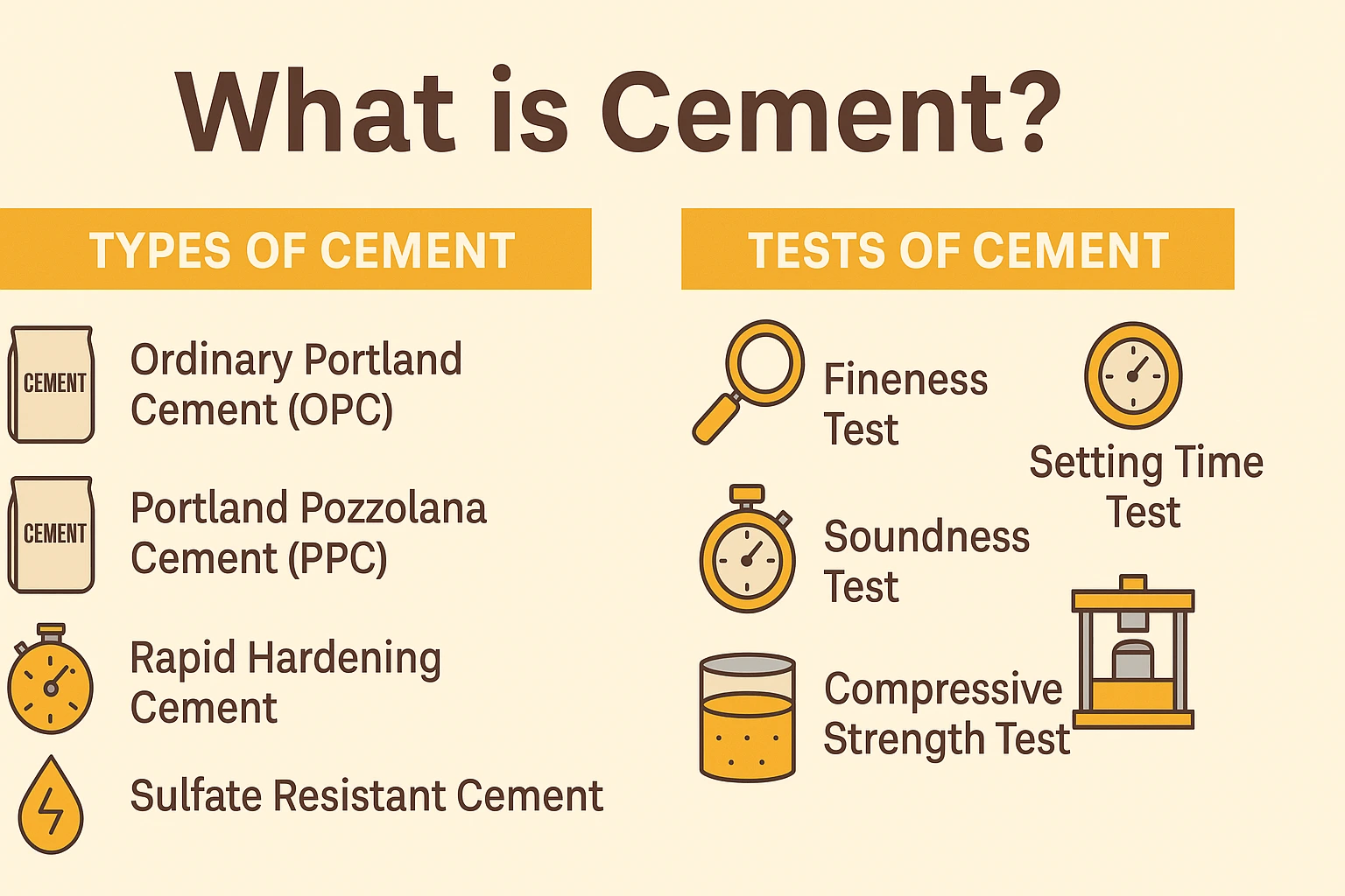 What is Cement? Types, Properties, and Tests in Construction